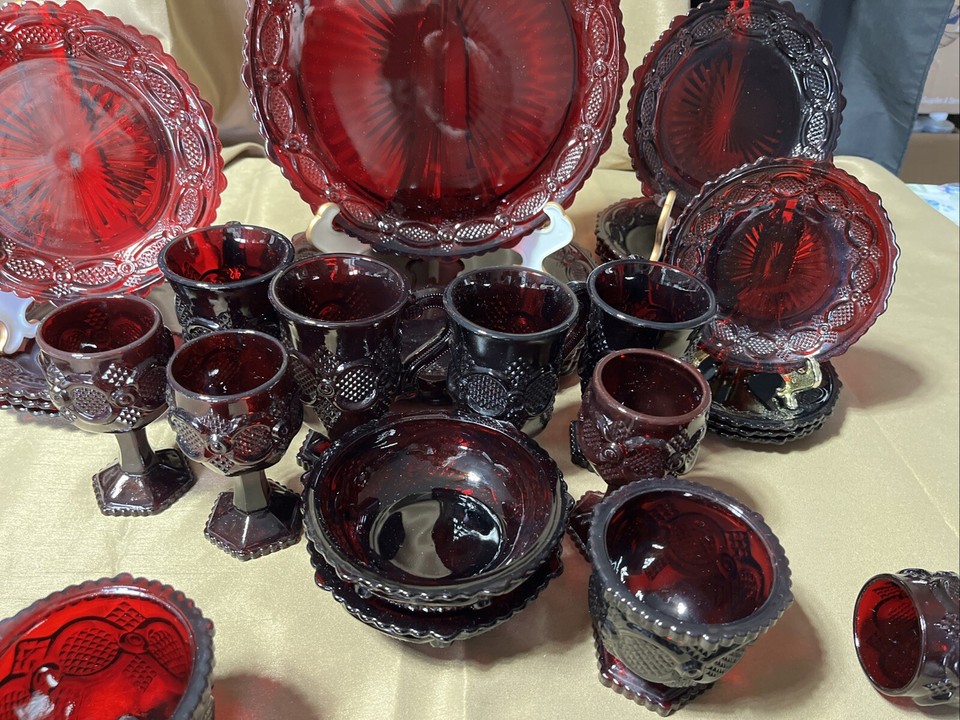 Avon Cape Cod Ruby Red Place Settings Dinnerware set, 24 pieces ...