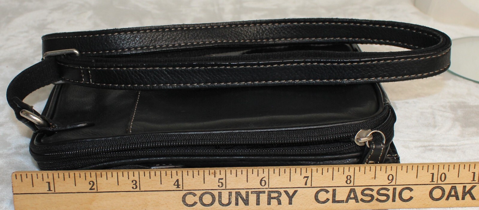 Fossil Black Leather Cargo Flap Shoulder Bag Crossbody Organizer Purse ...