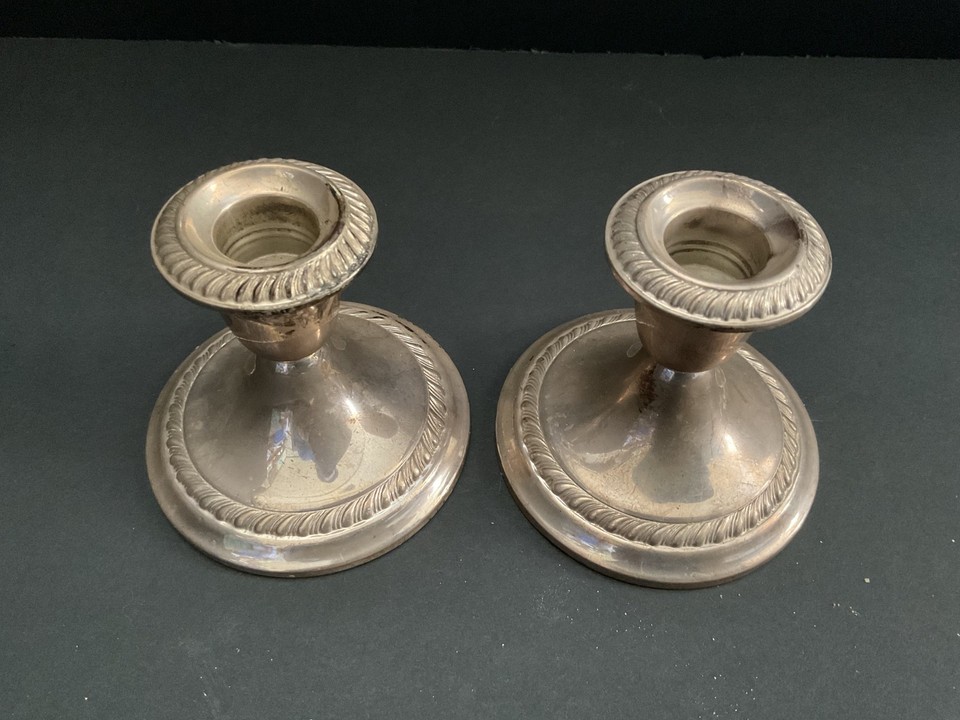 Pair of Gotham Sterling Silver Cement Fill Candlesticks 605g .925 | eBay