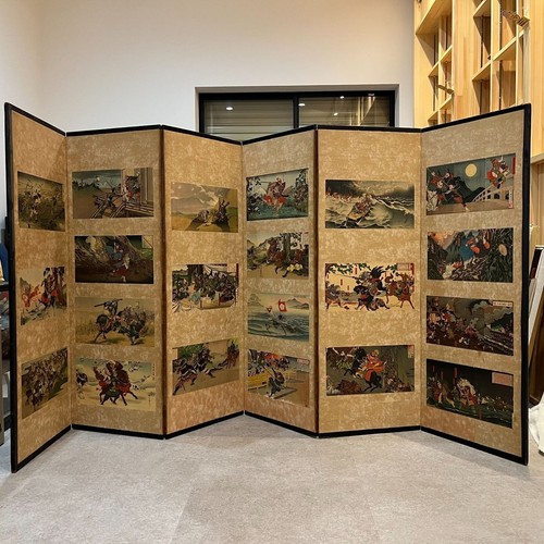 Japanese vintage Byobu panel "samurai" folding screen | eBay