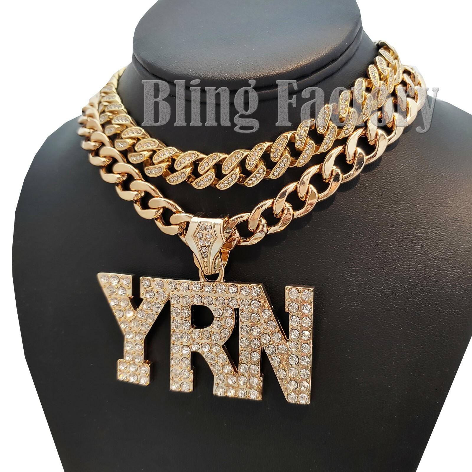 HIP HOP MIGOS LARGE YRN PENDANT & 18" ICED CUBAN CHOKER CHAIN FASHION ...