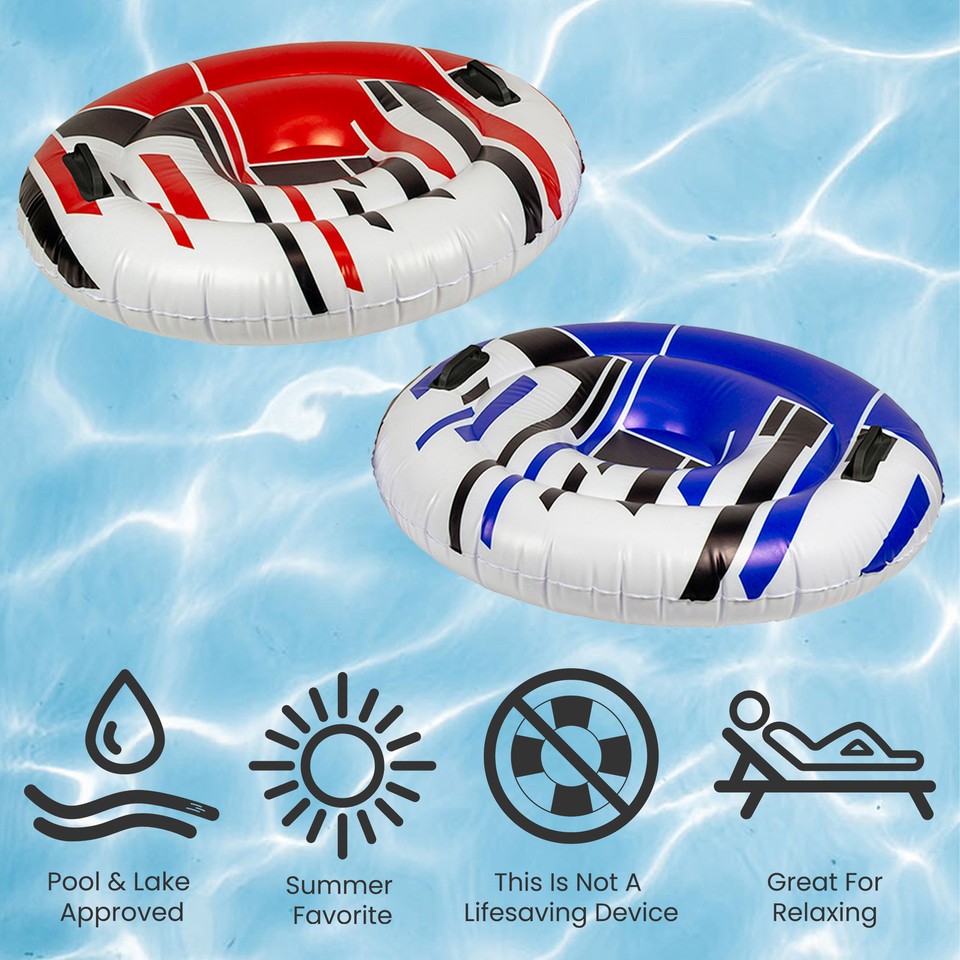Pool Central 2 Red Blue Racing Saucers Inflatable Swimming Pool Floats ...