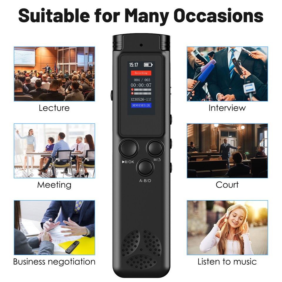 32G Digital Voice Recorder Dictaphone Audio MP3 Player Sound Recording ...