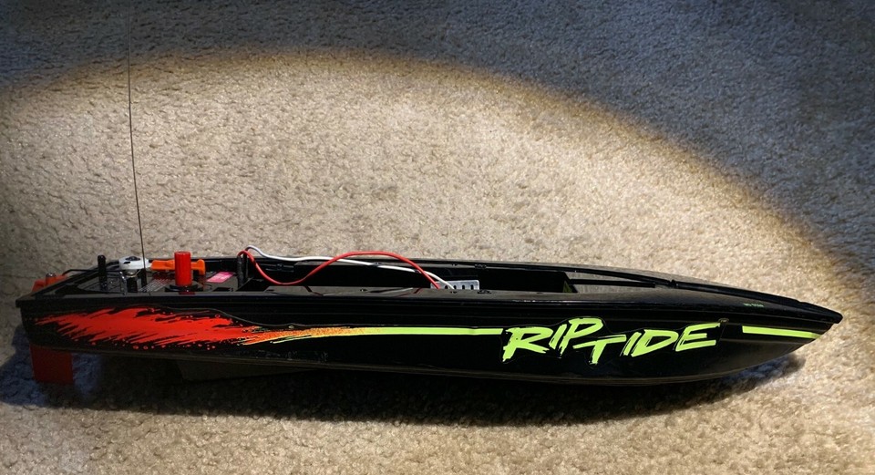 1990's Tyco RipTide Off Shore Racing Boat 9.6V R/C- Black Orange and ...