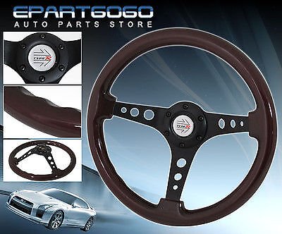 345mm Dark Wood Grain Black Circles Designed Steering Wheel Jdm Vip ...
