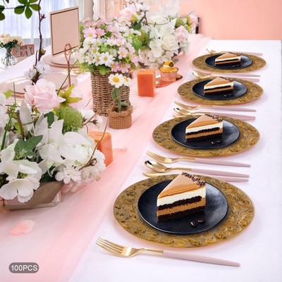 100Pcs European Retro Charger Plates 33cm Diameter Decorative Chargers ...