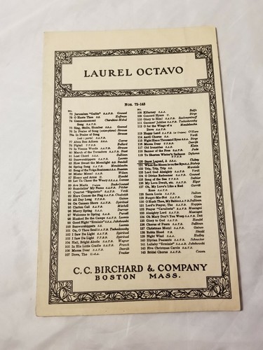 LAUREL OCTAVO Sheet Music Vintage 1922 Book Song Religious Church Sing ...