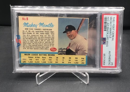 1962 Post #5 Mantle PSA Authentic Fresh Slab | eBay