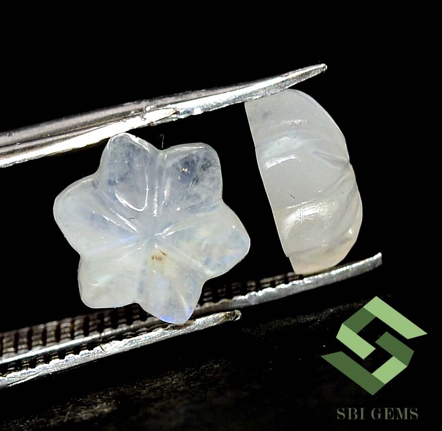 8x8 mm Natural Rainbow Moonstones Hand Made Carving Star Shape Pair ...
