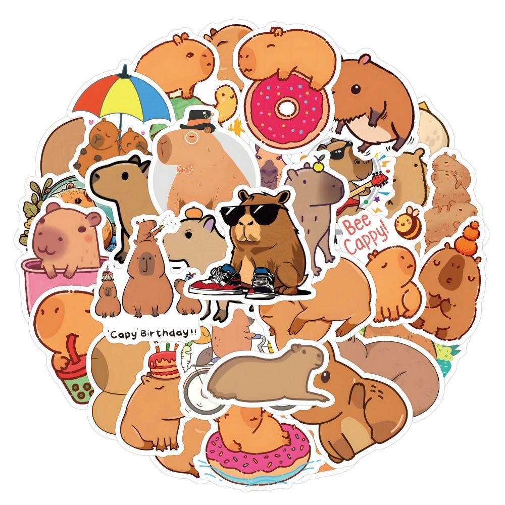 1.5-4" Capybara Stickers PVC Cartoon Animals Decals Capybara Decals For ...