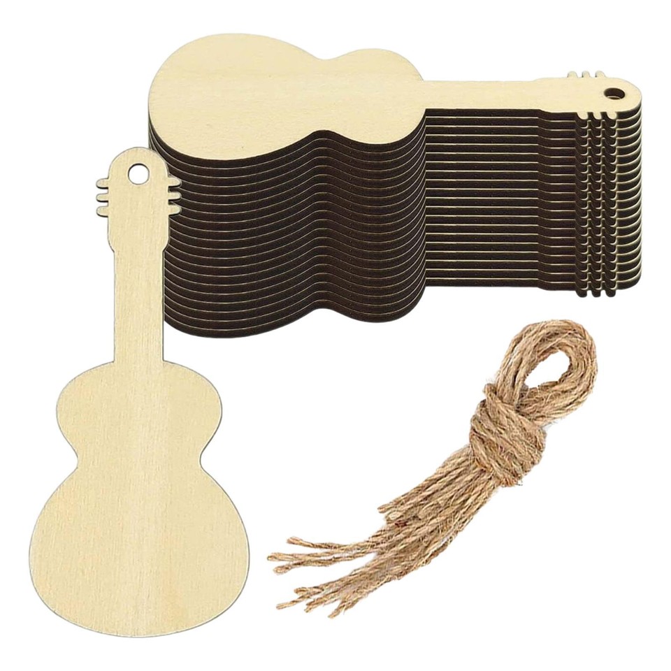 30 Pieces Wooden Guitar Cutouts Blank Wood Pieces for Drawing DIY Craft ...