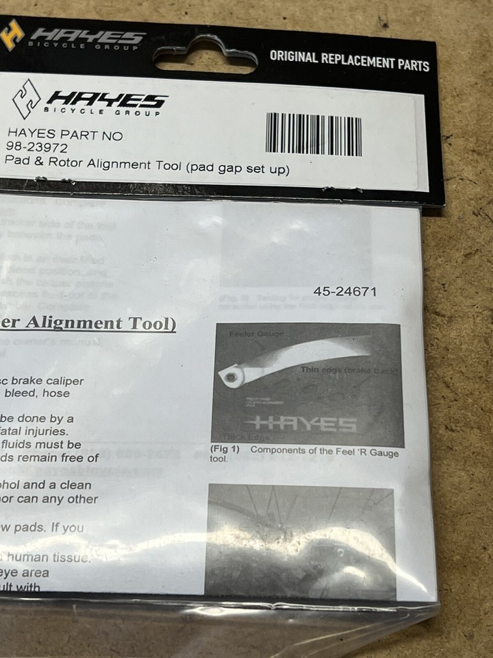 Hayes Feel'r Gauge Disc Brake Pad and Rotor Alignment Tool Clam Shell ...