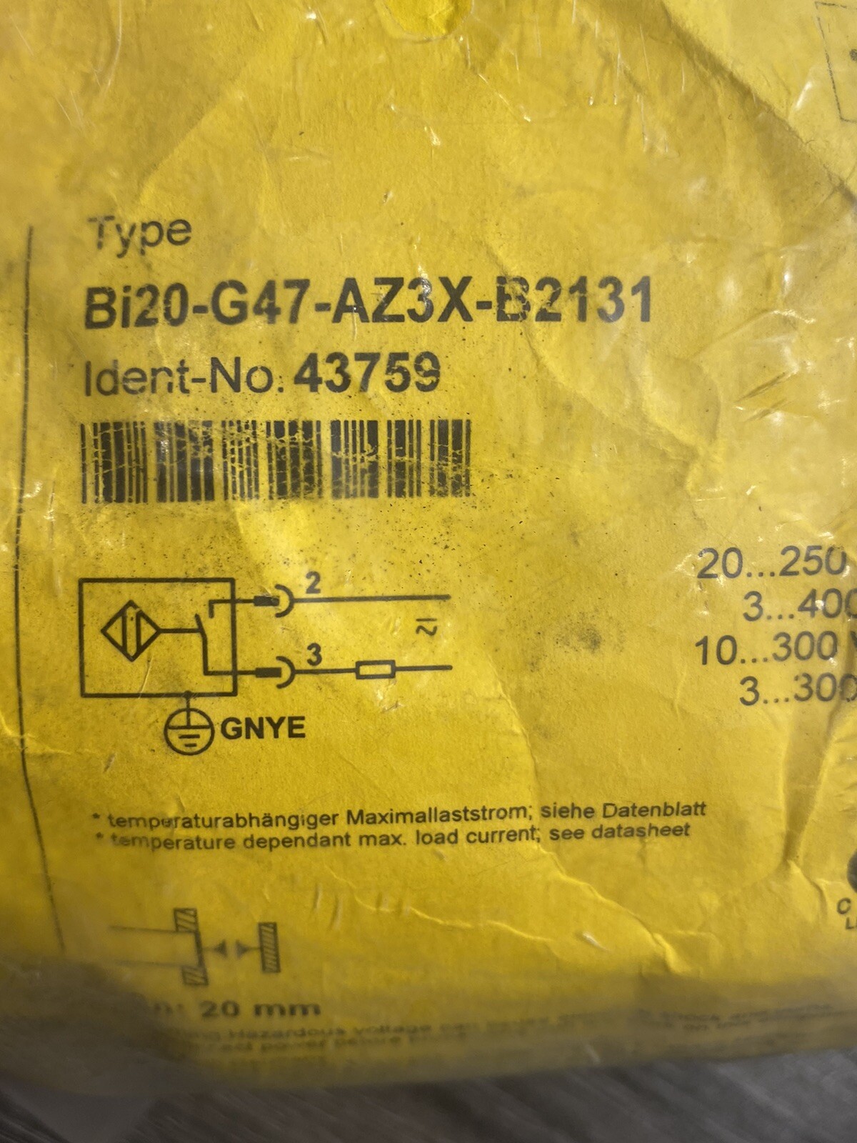 Turck Bi20-g47-az3x-b2131 Proximity Sensor 20mm Sensing Range for sale ...