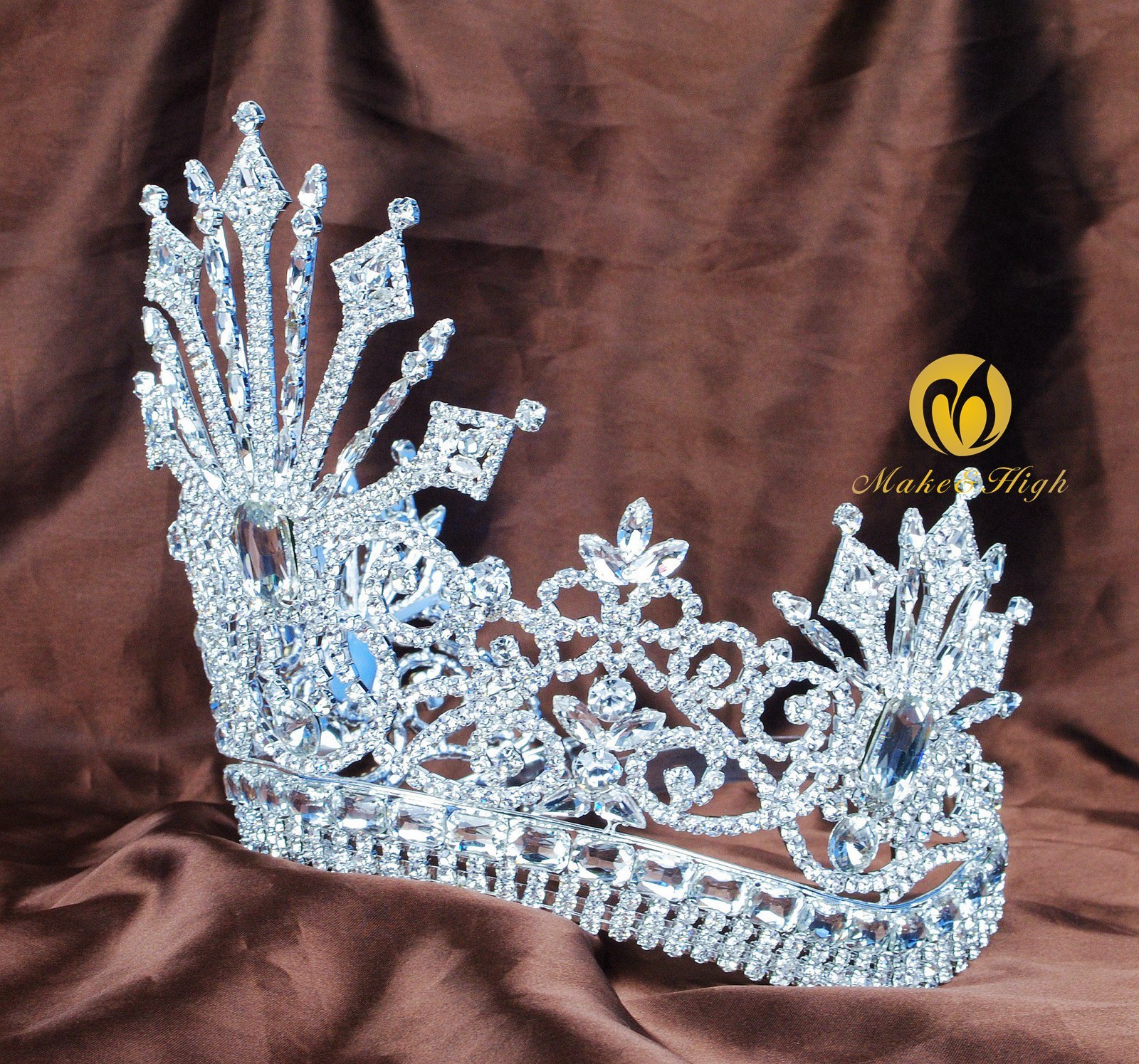 Luxurious Miss Pageant 7" Tiara Crown Austrian Rhinestone Wedding Party ...