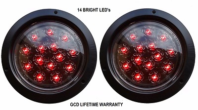 2- 4" FLUSH MOUNT ROUND RED LENS LED TAIL LIGHTS | eBay