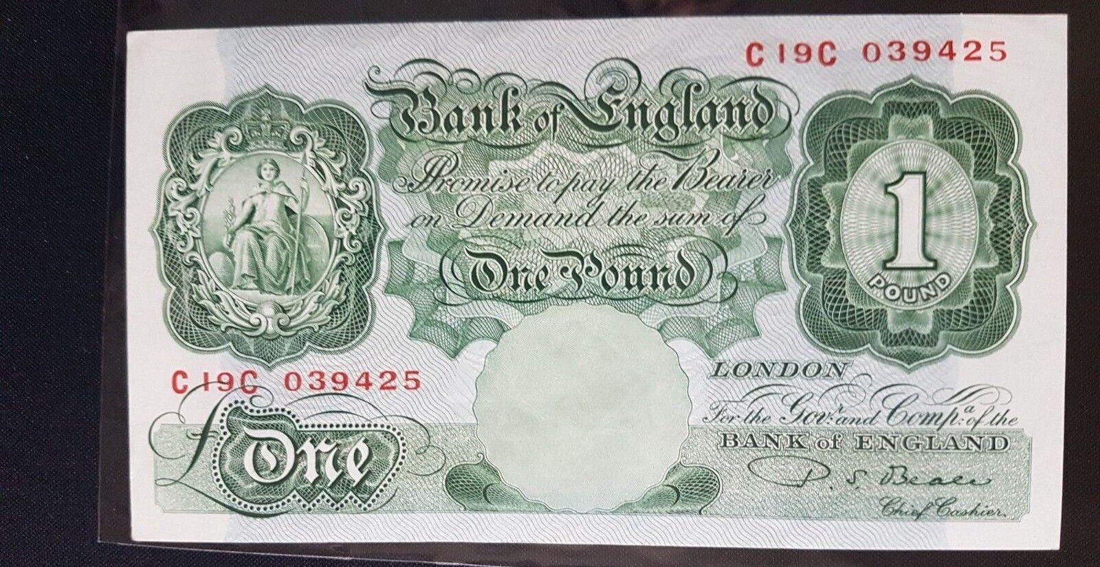 1950 - Bank Of England P.S Beale - £1 (one) Pound Banknote,No. C19C ...