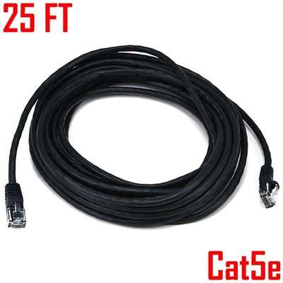 25FT Cat5E RJ45 Patch Cable UTP Stranded Network LAN Ethernet Cat5 Wire ...