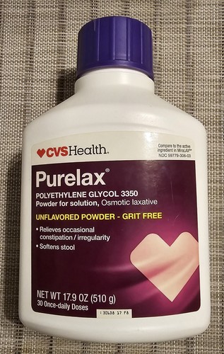 CVS Purelax Polyethylene Glycol 3350 Powder For Solution 17.9oz Exp: 11 ...