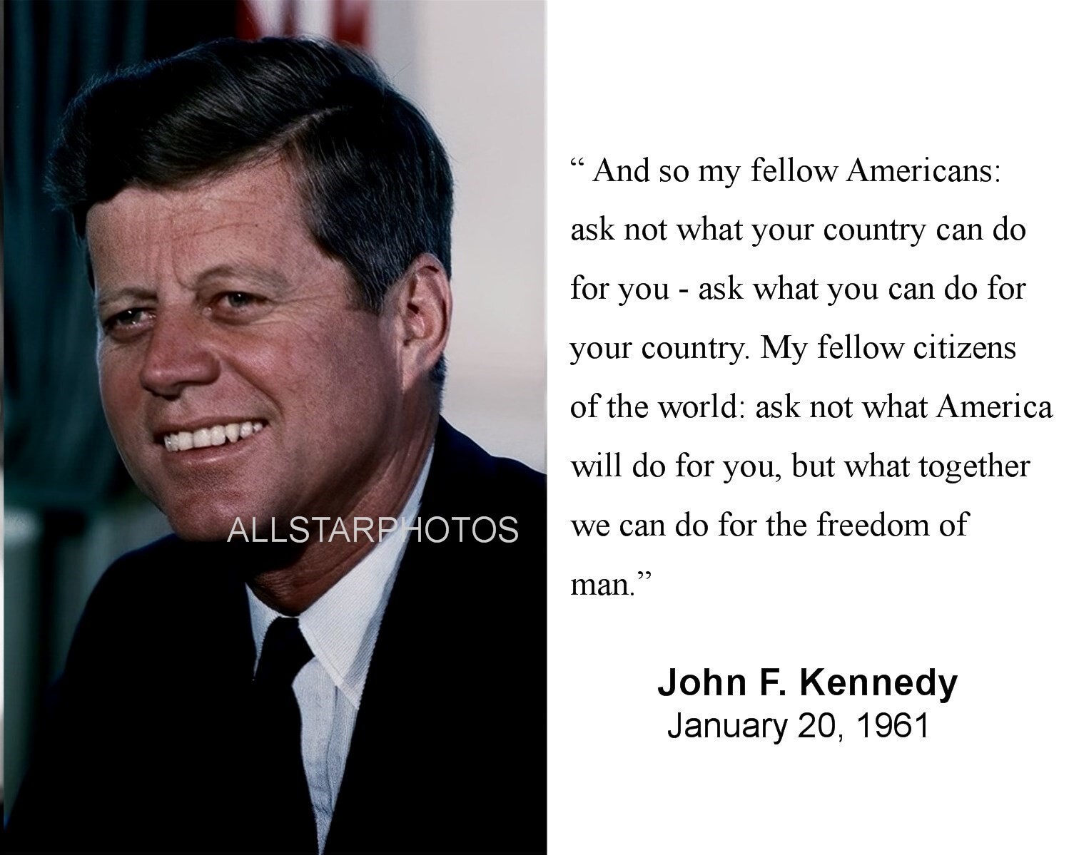 John F. Kennedy JFK Inauguration Quote Portrait 11x14 Photo Picture ...