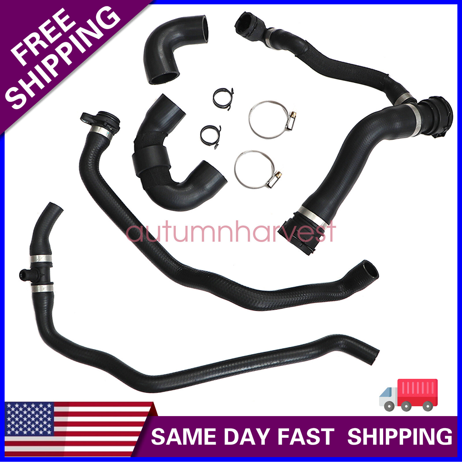 Set of 5 Water Radiator Coolant Hoses for BMW X5 xDrive35i X6 xDrive35i ...