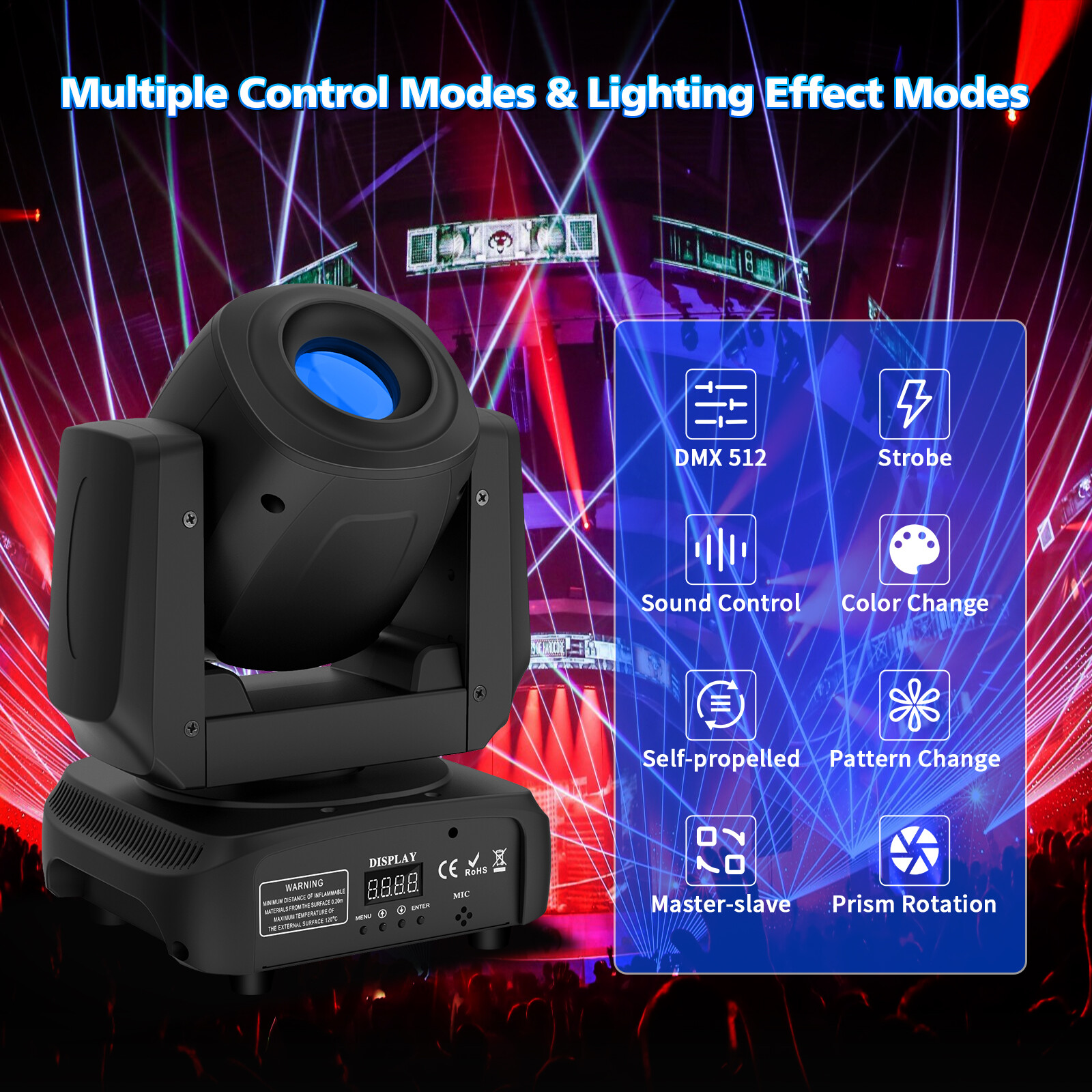 120W Moving Head Bühnenlicht RGBW DMX LED 3Prism Gobo Spotlicht Beam ...