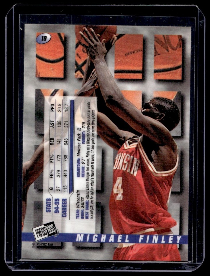 1995-96 Press Pass Premium Draft Picks Michael Finley Rookie G28 ...