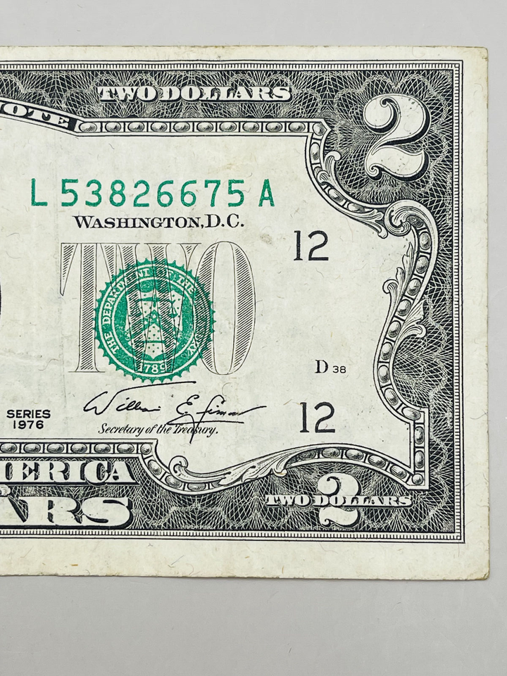 1976 2 Dollar Bill Misprinted Treasury Seal and Serial Number - Rare | eBay