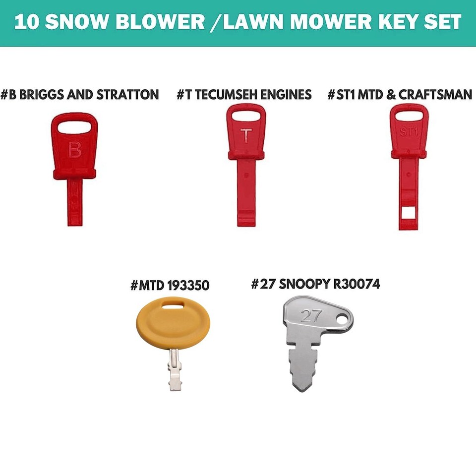 10 Lawn Mower Key Set Snow Blower Keys for Cub Cadet Craftsman Troy ...
