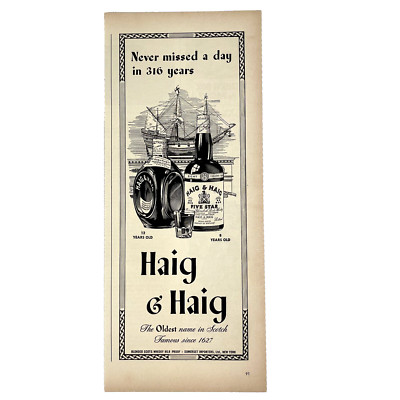 Haig & Haig Scotch Whisky 1943 VINTAGE PRINT AD LIFE Never Missed A Day ...