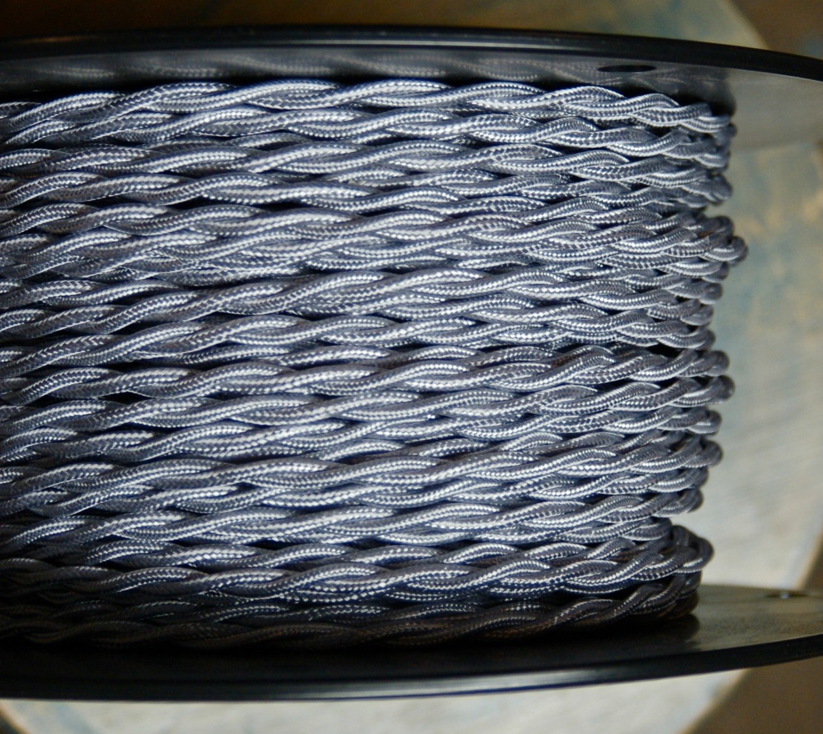 Antique Rayon Covered Lamp Cord Black & Gold Zigzag Rayon Cloth