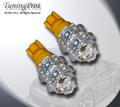 T10 Wedge 9 Flux Amber License Plate LED Light Bulbs One Pair (set of ...