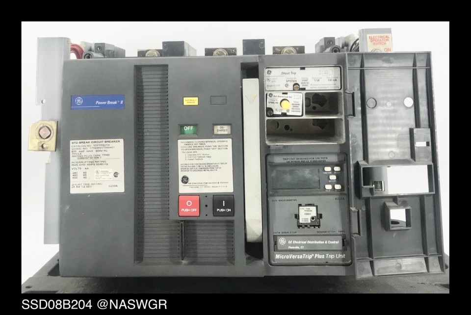 GE PowerBreak II SSD08B204 Breaker (E/O,D/O) ~ 400 Amp - Tested/1Yr ...