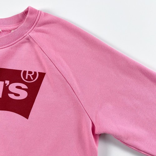 Levis Sweatshirt Women’s Crew Neck Relaxed Fit Batwing Logo Pink Raglan ...