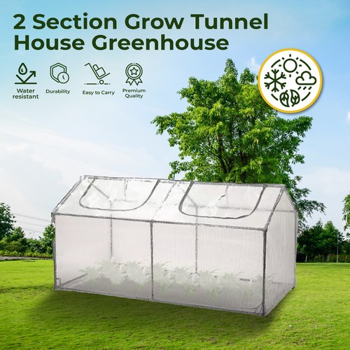 2 Section Grow Tunnel House Greenhouse Large Garden Polytunnel Garden ...
