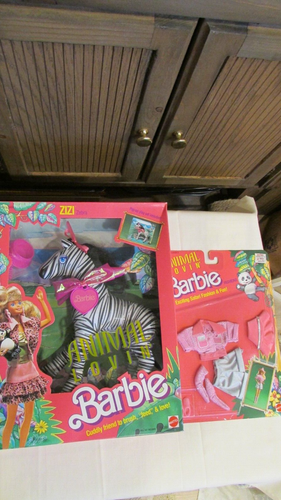Lot 2 '88 Mib Barbie Doll Zebra Friend Zizi Animal Lovin' Glitter Short ...