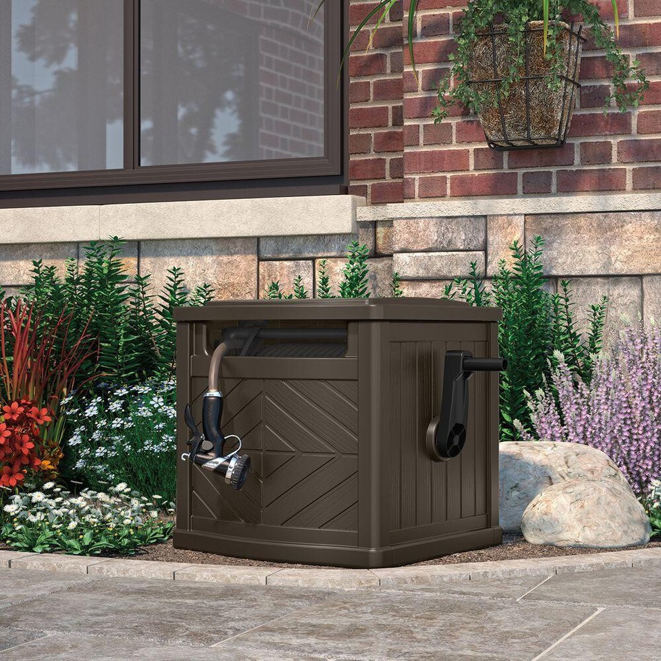 Garden Hose Portable Storage Box Outdoor Hideaway Water Reel Container ...