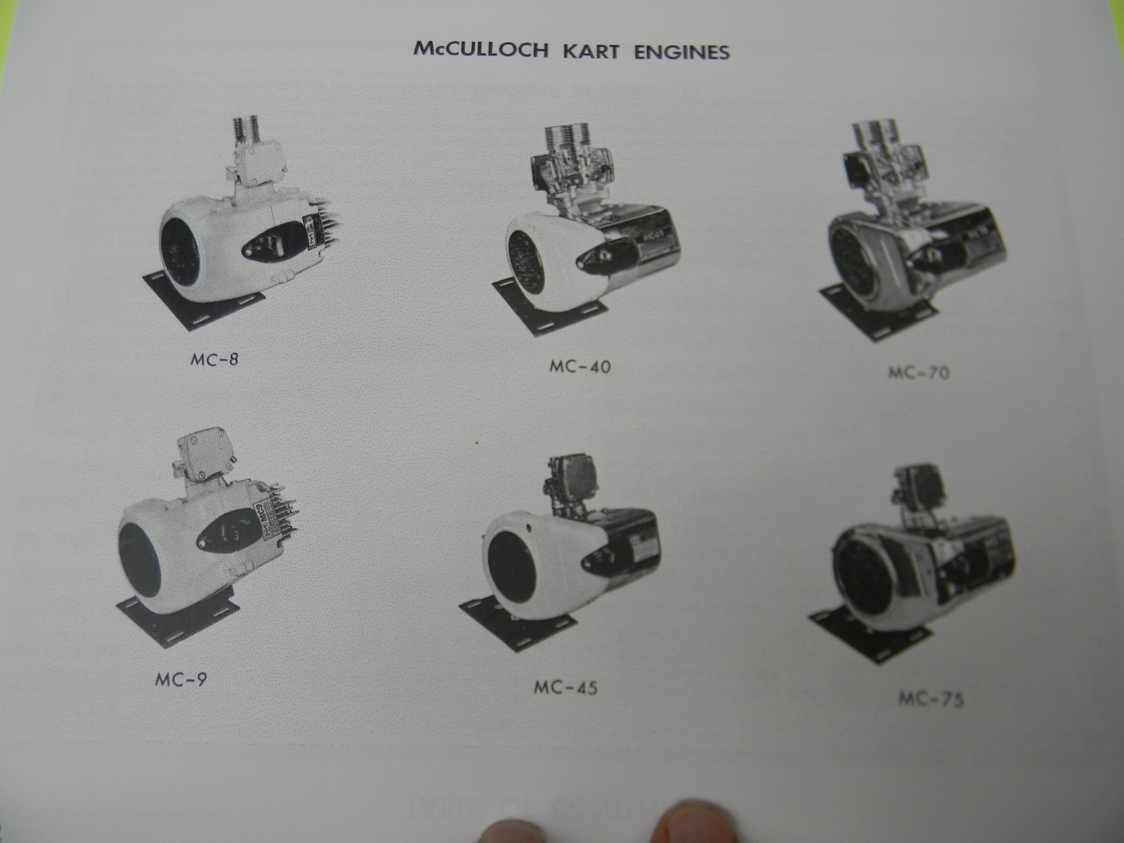 MCCULLOCH KART ENGINE MANUAL MC-8 MC-40 MC-70 MC-9 MC-45 MC-75 ---- BOX ...