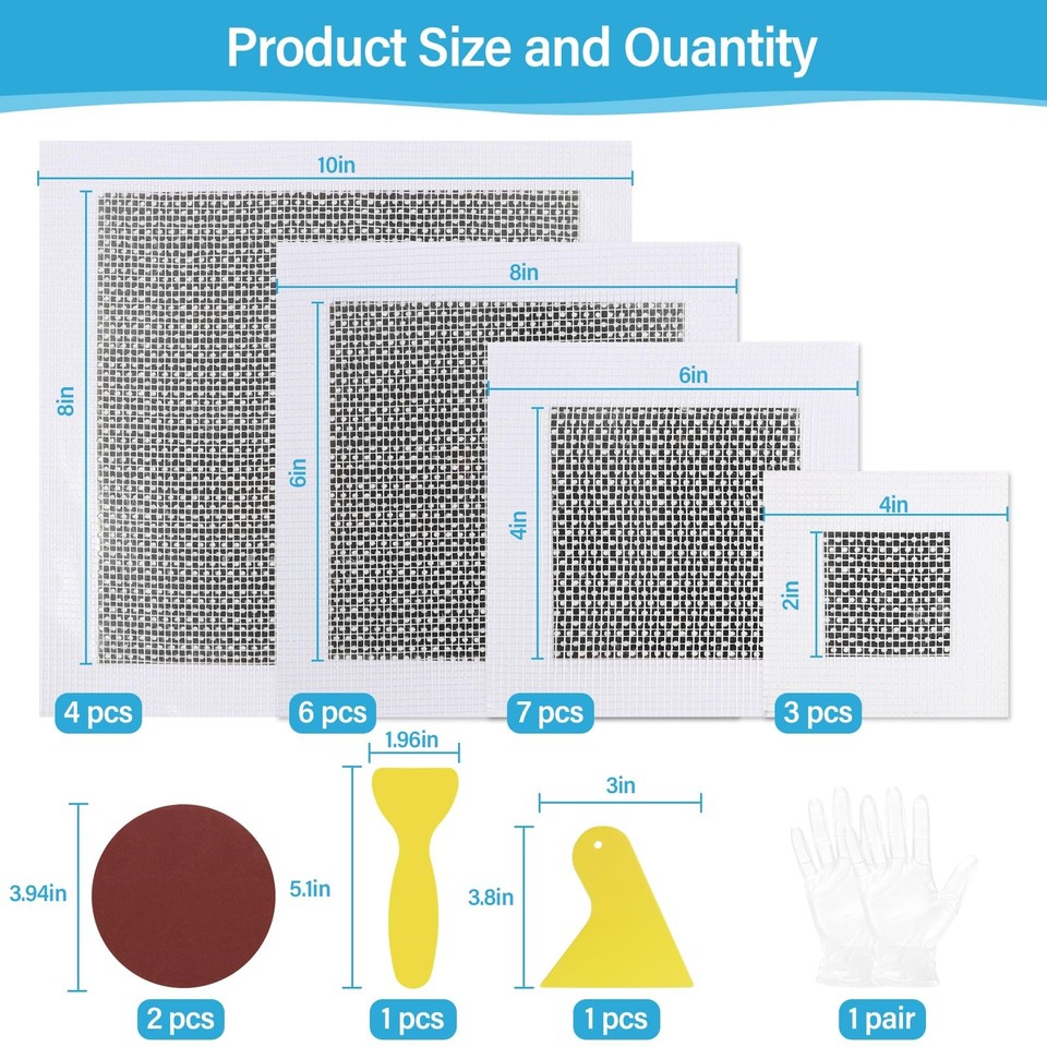 25 Pcs Drywall Repair Kit - 20 Self-Adhesive Mesh Patches for Walls (2 ...
