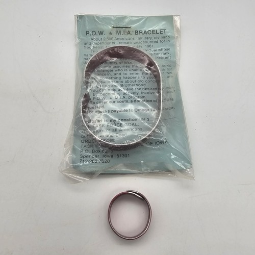 Pow Mia Red Metal Bracelet & Ring SGM Edward J Guillory 6-18-67 Vietnam ...