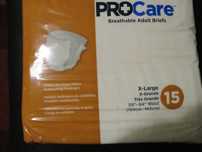 ProCare Breathable Briefs Adult Diapers X-Large 2 Pack - Total 30 Count ...