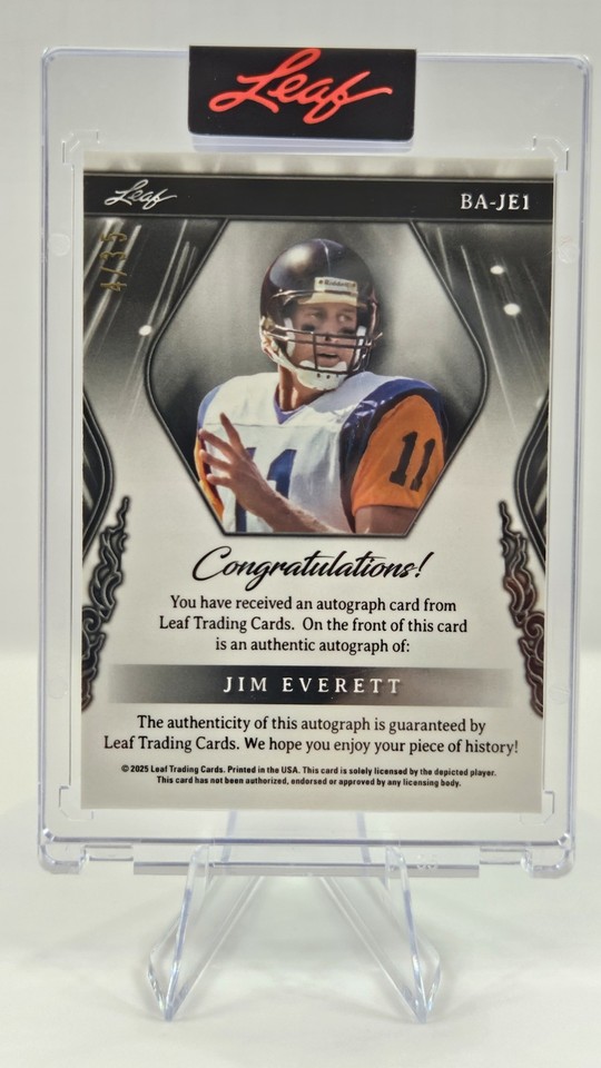 Jim Everett 2025 Leaf Metal Sports Heroes Silver Crystal Acetate Auto ...
