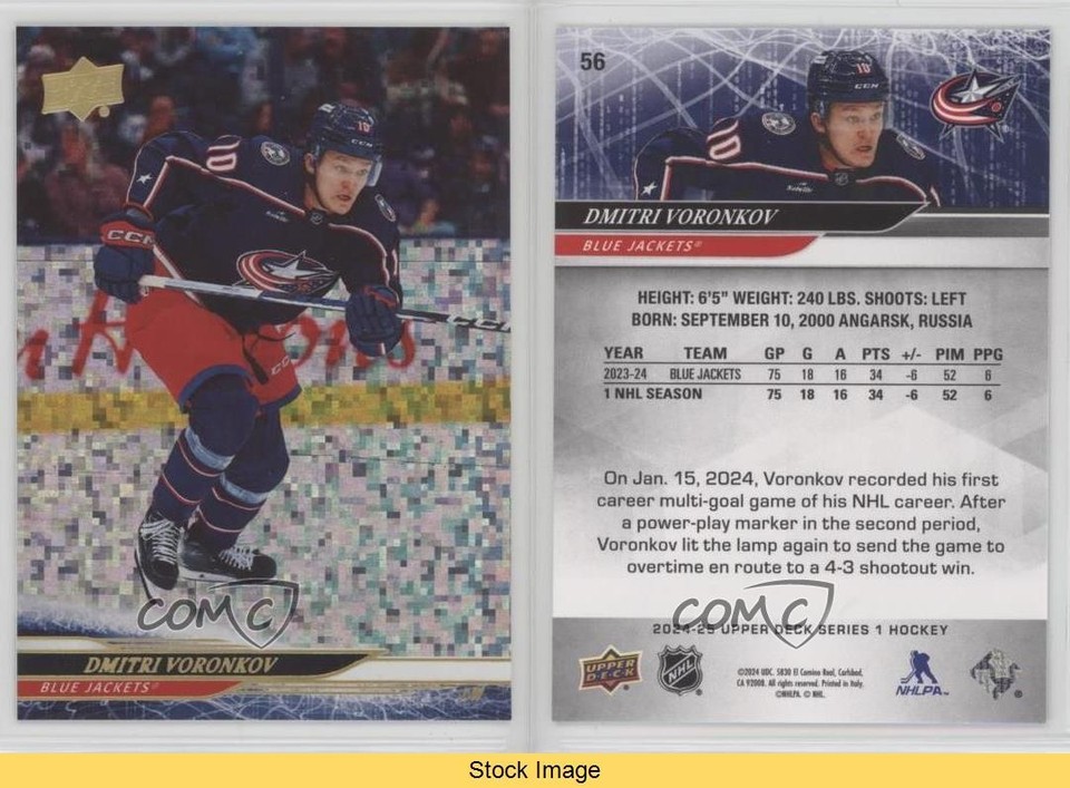 2024-25 Upper Deck Series 1 Speckled Rainbow Foil Dmitri Voronkov #56 ...