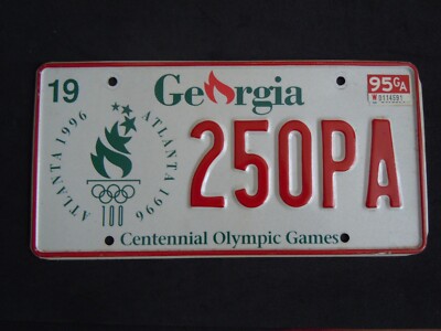 Vintage 1996 Georgia License Plate With 2 Olympic baseball tickets and ...