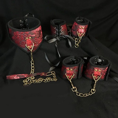 Neck Collar with Leash Chain Binding Handcuffs Ankles Cuffs Slaves ...