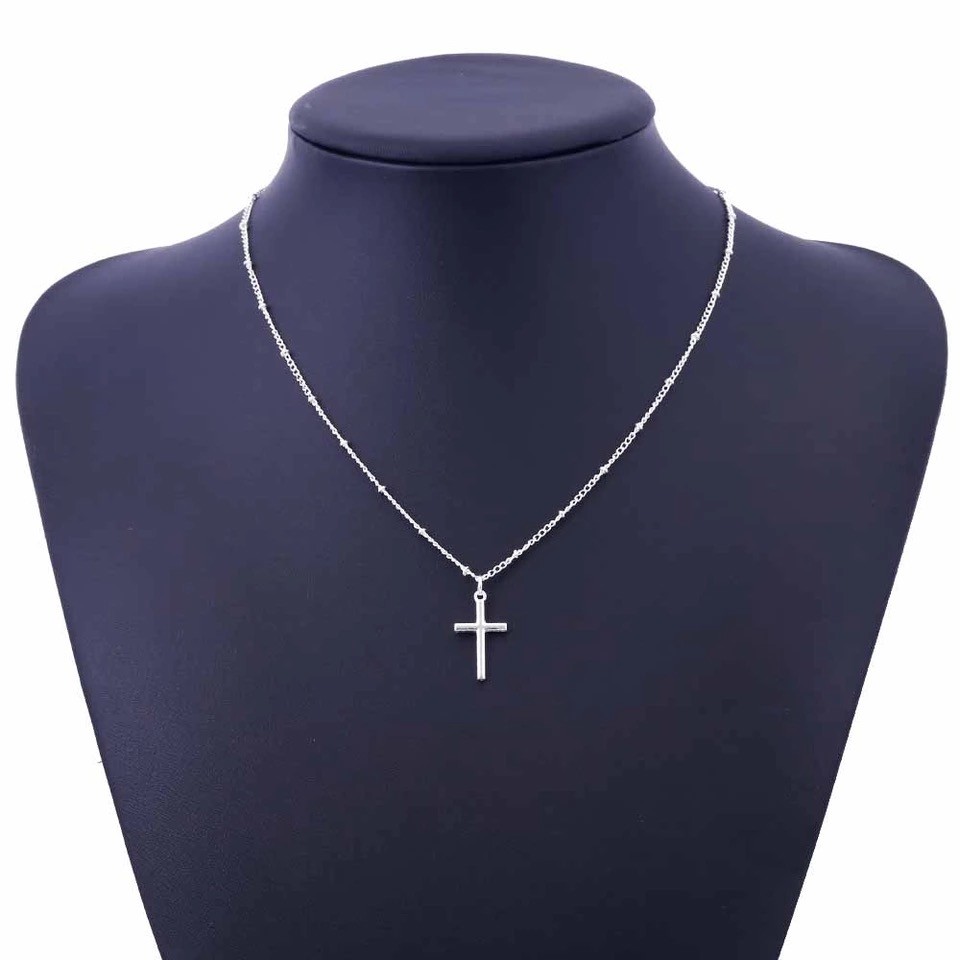 Women's Gold or Silver Plated Simple Small Tiny Cross Pendant Necklace ...