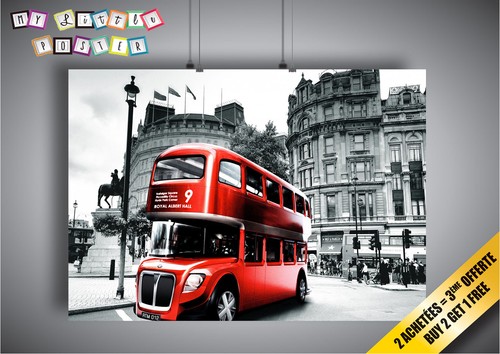 Red London Bus Poster Street | eBay