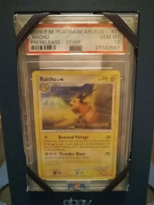 2009 Pokemon Platinum Arceus Prerelease Raichu Staff PSA 10 GEM MINT ...