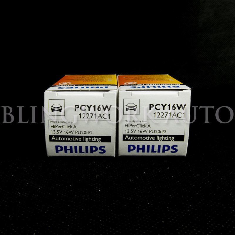 2pc Philips PCY16W PH16WY OEM Factory AMBER Turn Signal Light Bulb ...