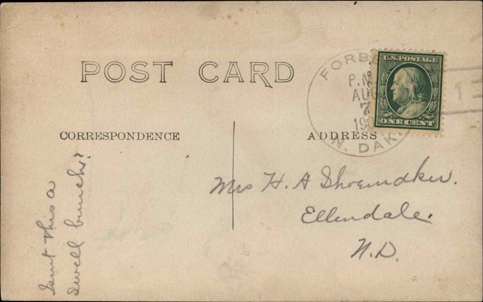 Forbes North Dakota ND Cancel Men & Trailer Building Real Photo ...