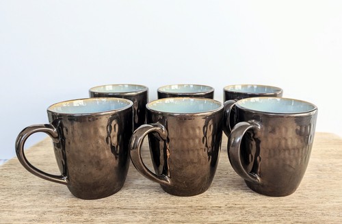 Set of 6 Angelica by Food Network Bronze Metallic Exterior Blue ...